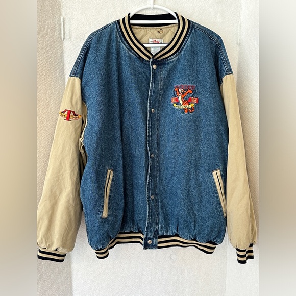 Disney | Jackets & Coats | Vintage Disney Store Tigger Denim Varsity ...